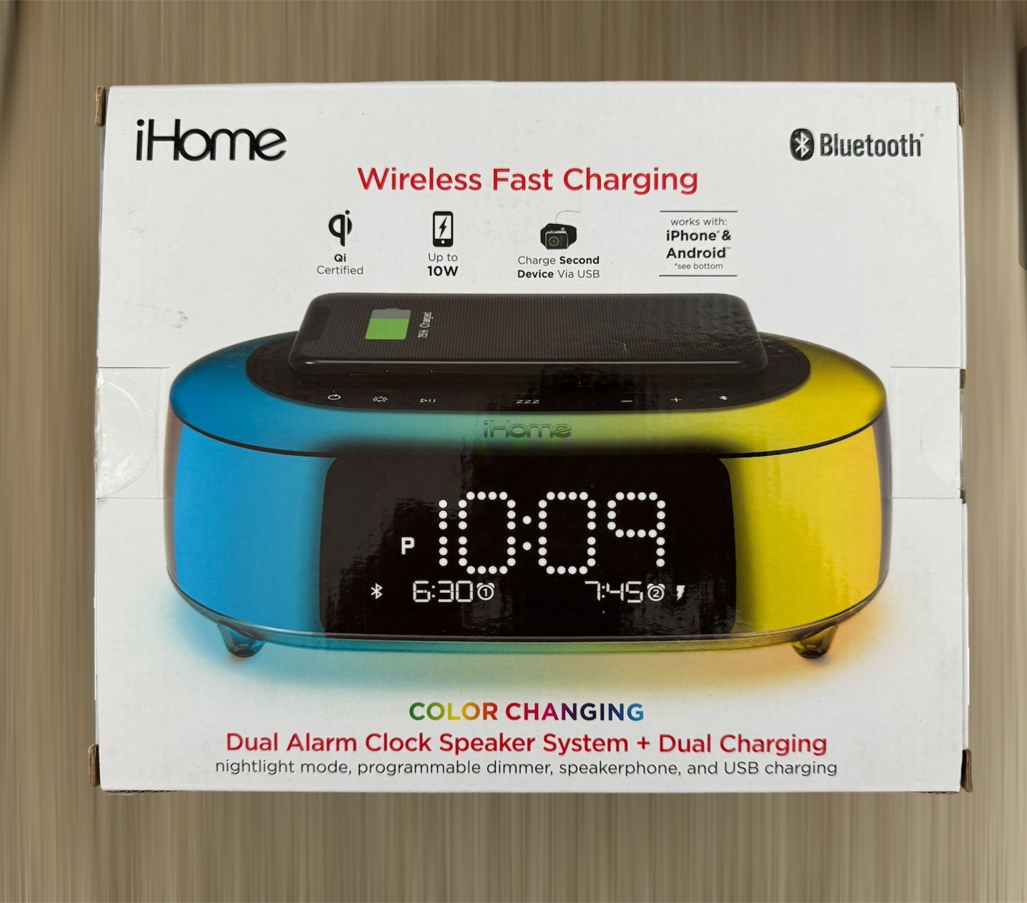 iHome Dual Alaram Clock Speakers , Wireless Charging , night light Mod